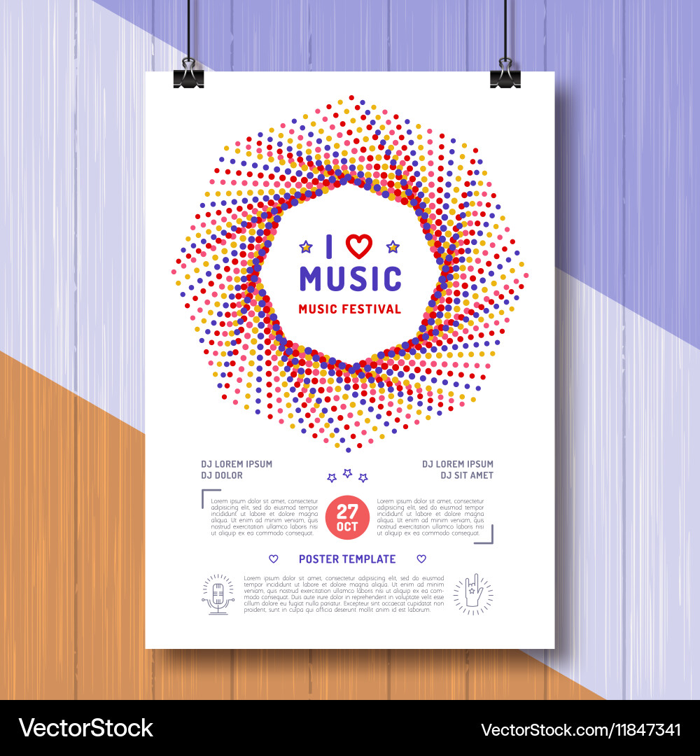 Music retro poster template a4 size Royalty Free Vector