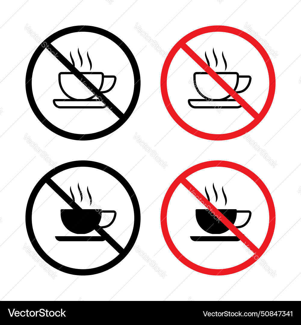 No coffee cup sign icon set prohibition Royalty Free Vector