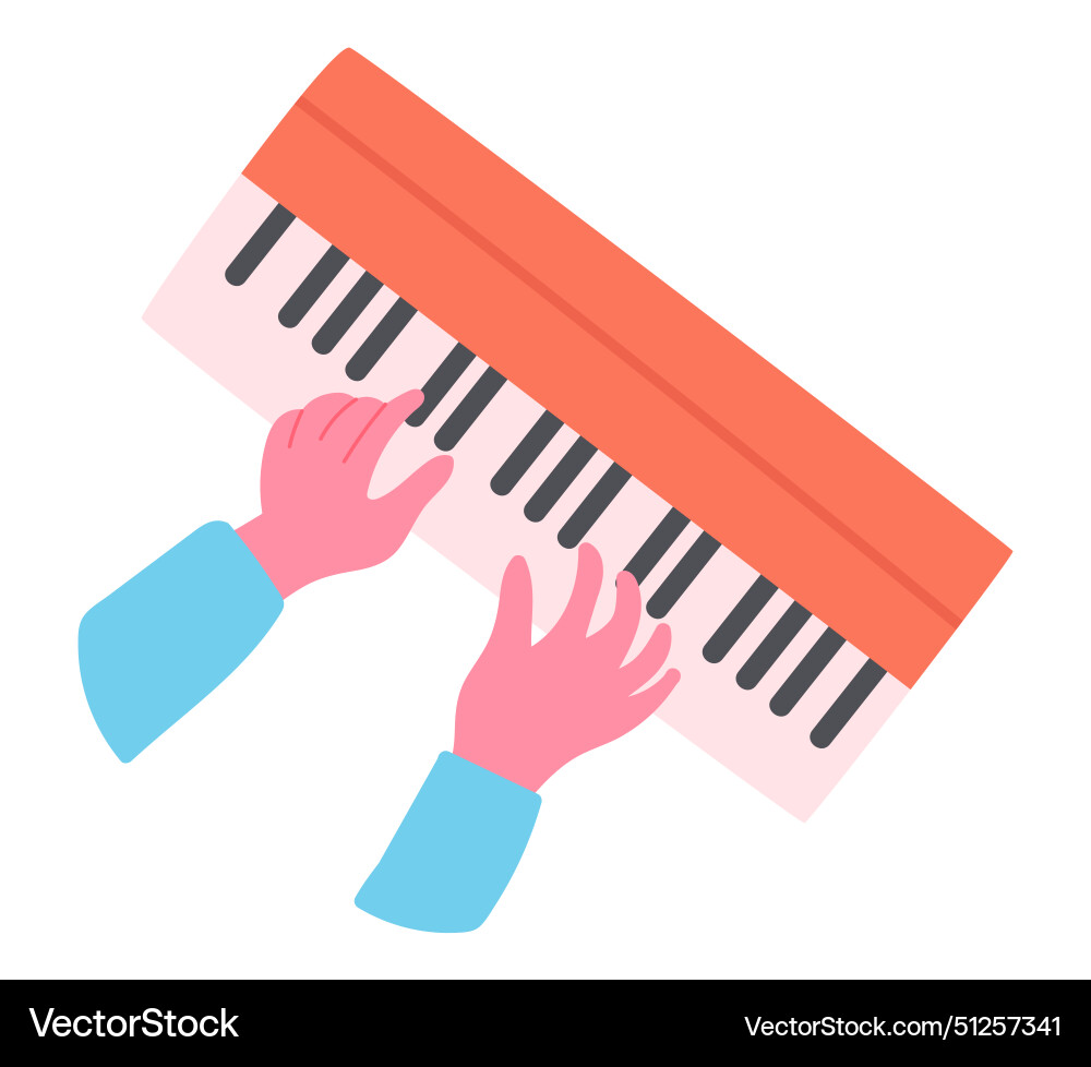 Piano keyboard in flat design pianist playing Vector Image