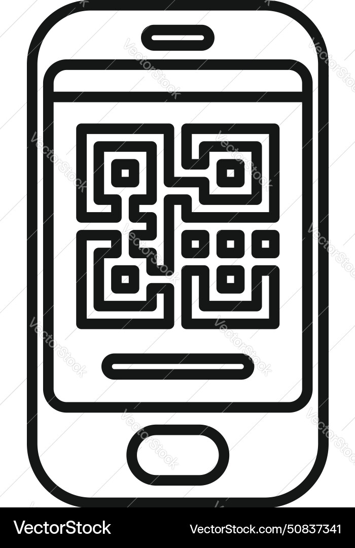 Scannen Sie Qr-Code mit Telefon-Icon Umriss Login Vektorbild