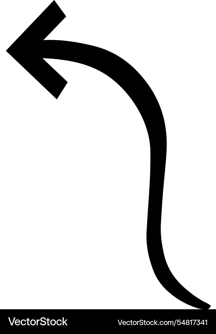 Simple black arrow curving gracefully and pointing