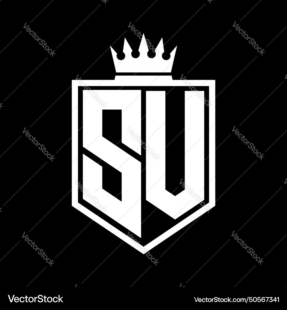 Sv logo monogram bold shield geometric shape Vector Image