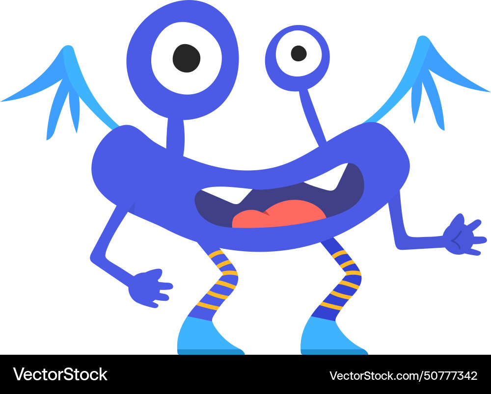 Blue monster character funny creature color Vector Image