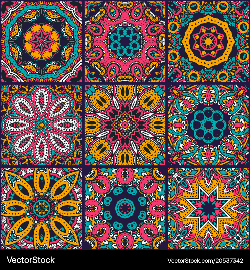 Colorful Paisley Tile Pattern Royalty Free Vector Image