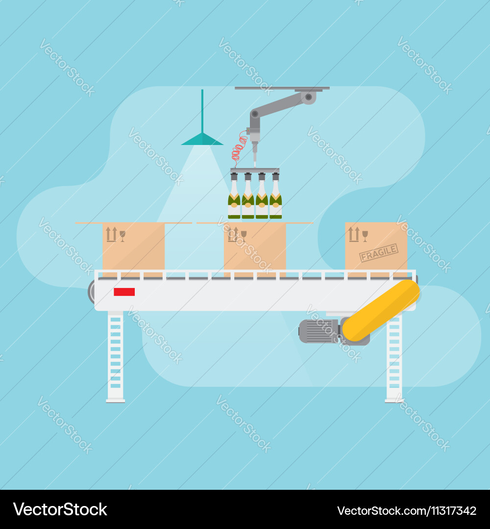 Conveyor system in flat design Royalty Free Vector Image