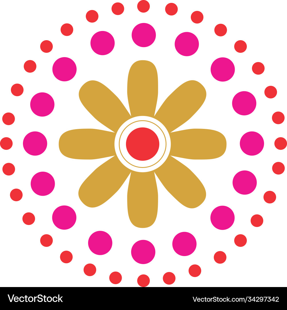 Dotted flower border decoration isolated white Vector Image