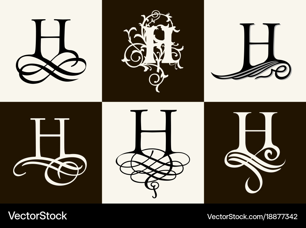 Elegant Filigree Monogram - Capital H Royalty Free Vector