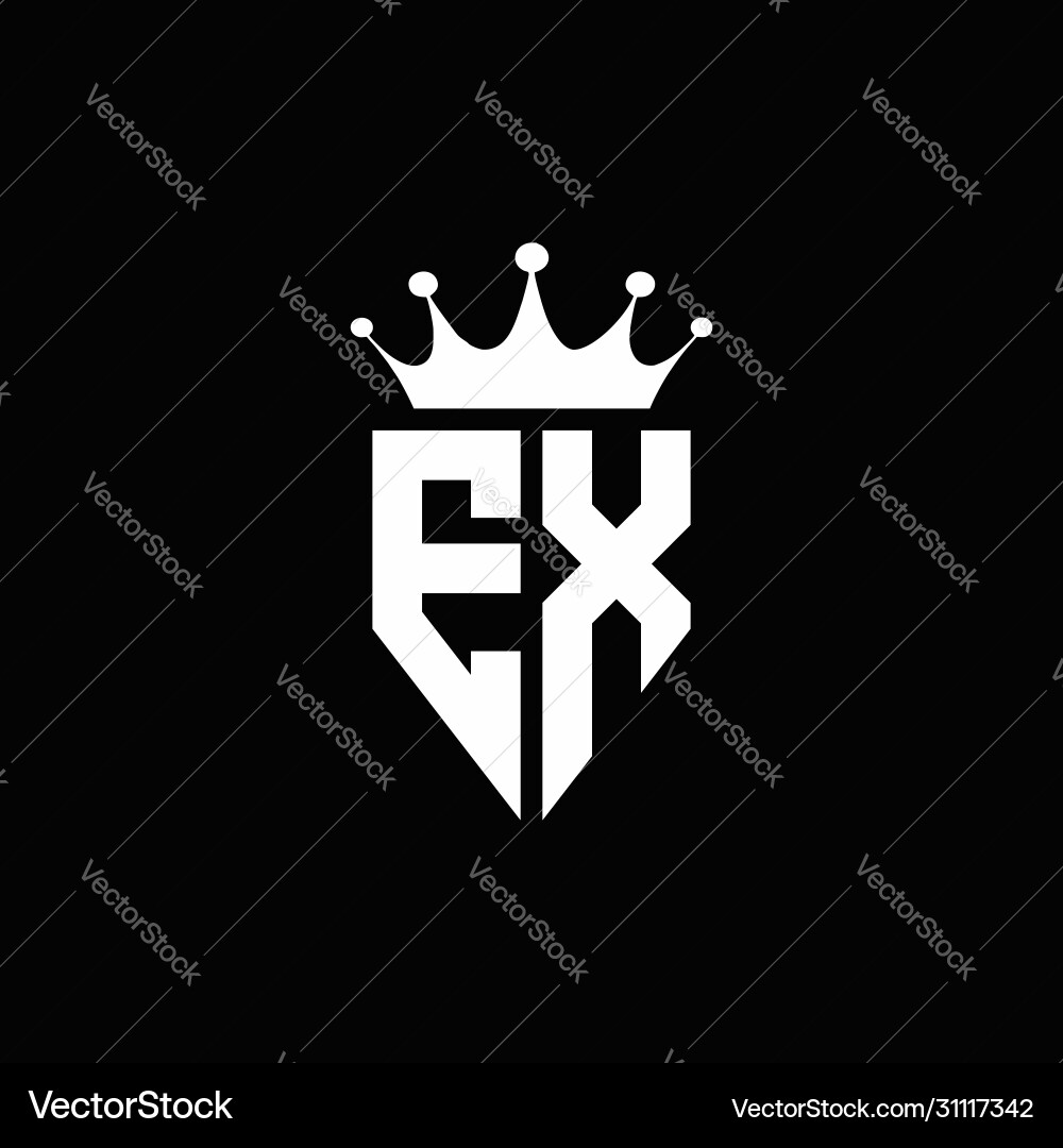 Ex logo monogram emblem style with crown shape Vector Image