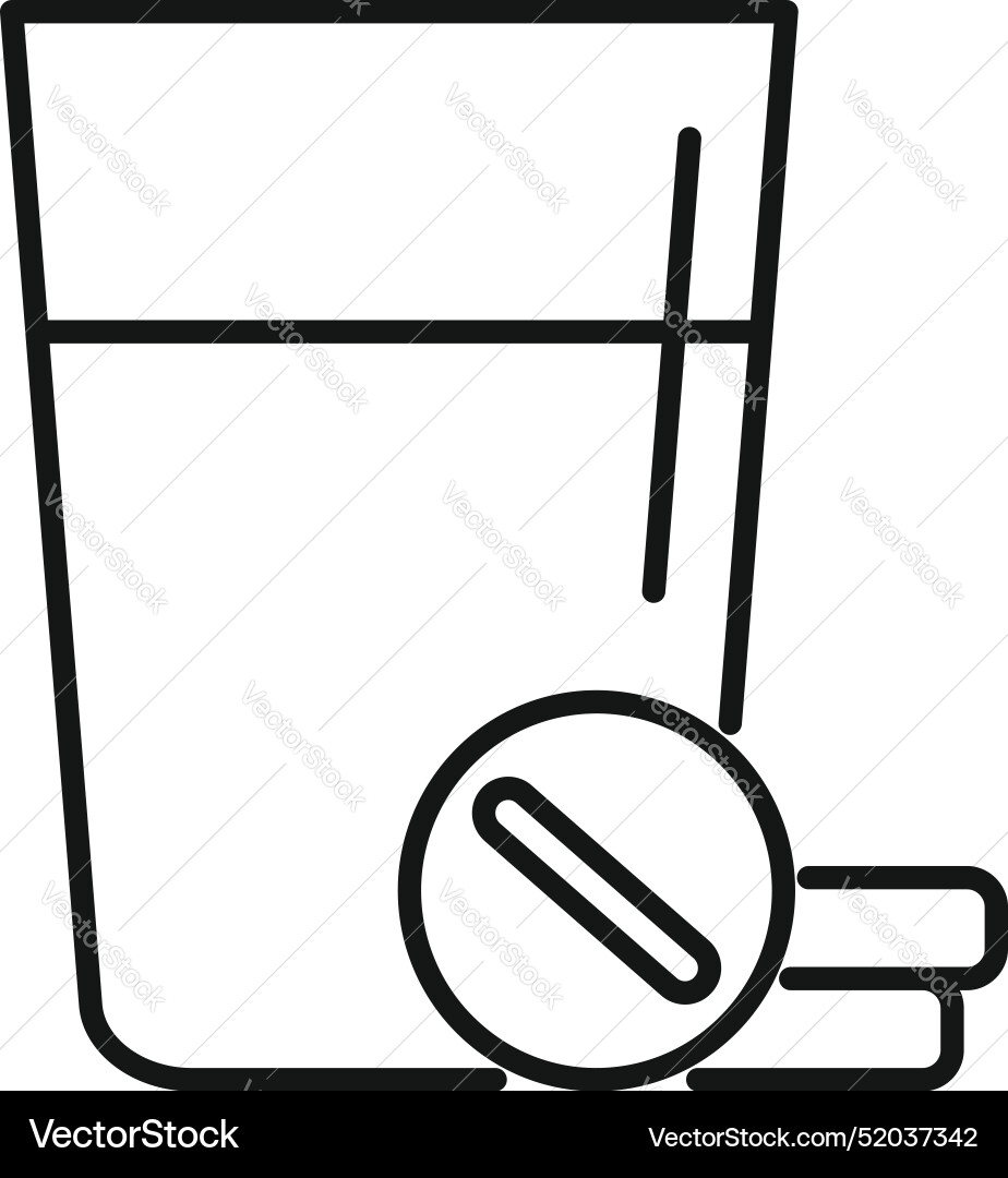 Glass of water with effervescent pill dissolving Vector Image