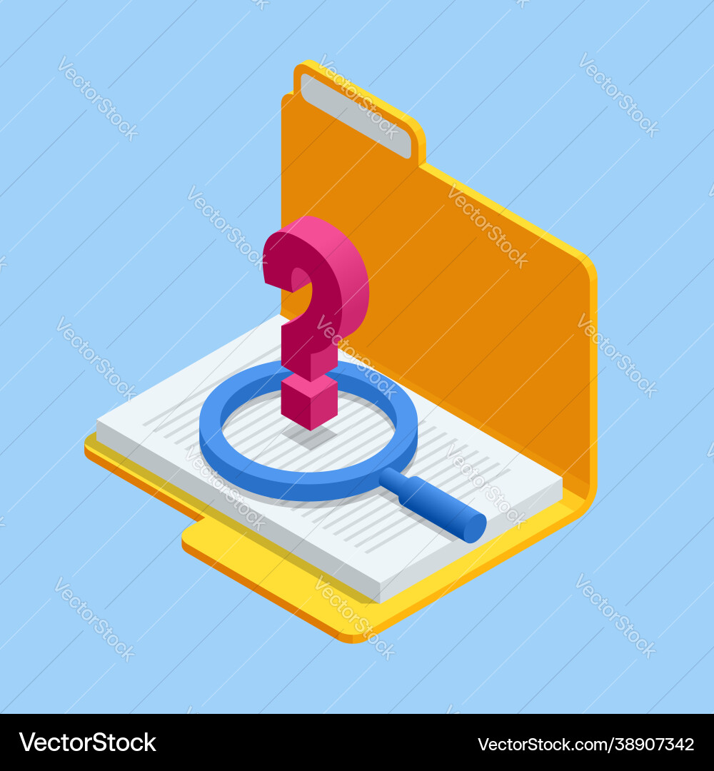 Isometric document search concept folders Vector Image