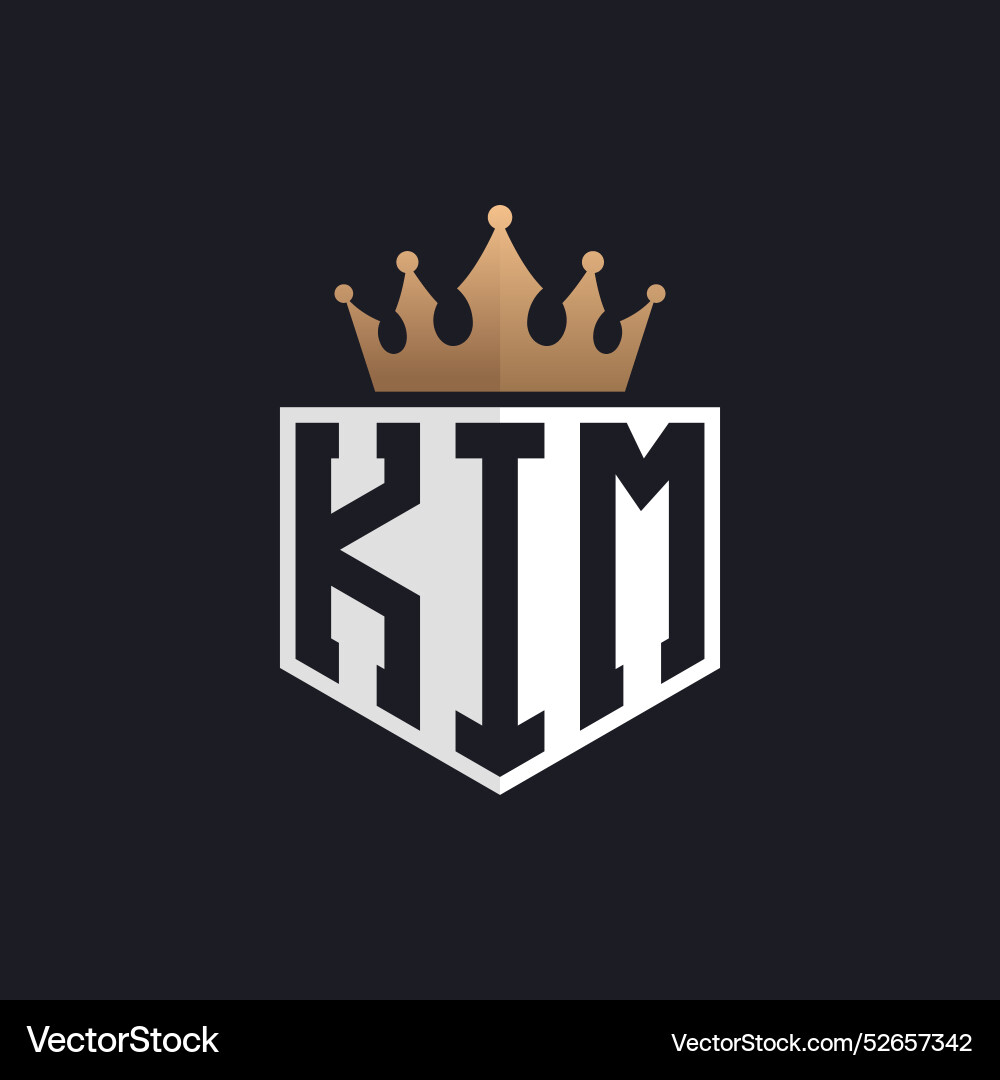 Luxury kim logo with crown elegant initials Vector Image