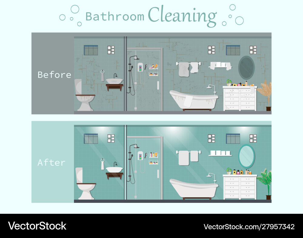 Modern Bathroom Interior - Clean & Dirty Vector Image