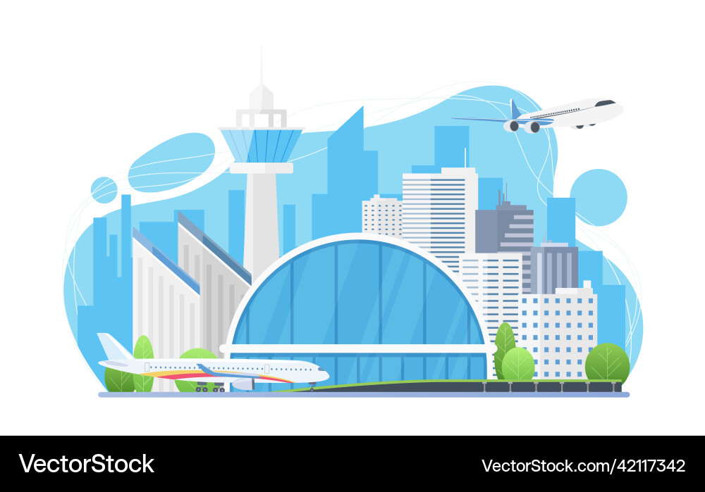 Modern international airport building complex Vector Image