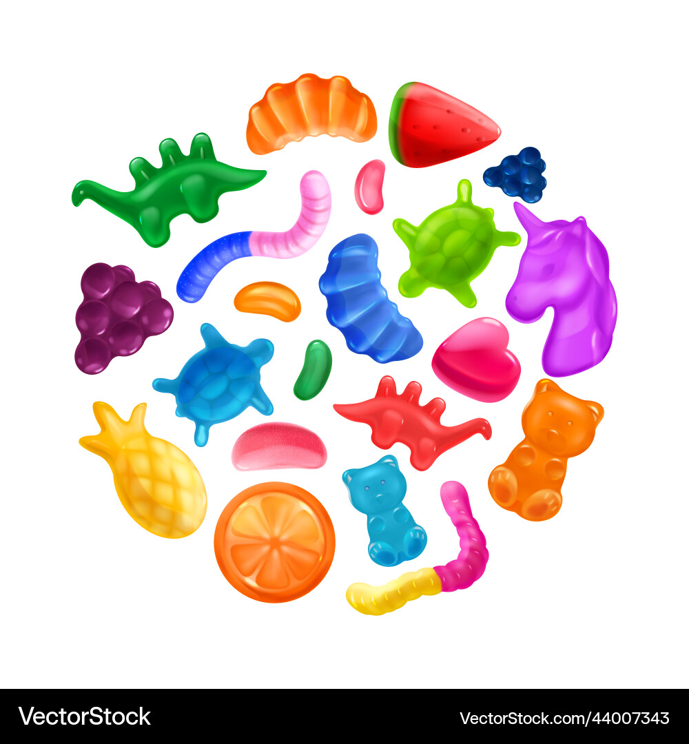 Colorful Round Jelly Candies Royalty Free Vector Image
