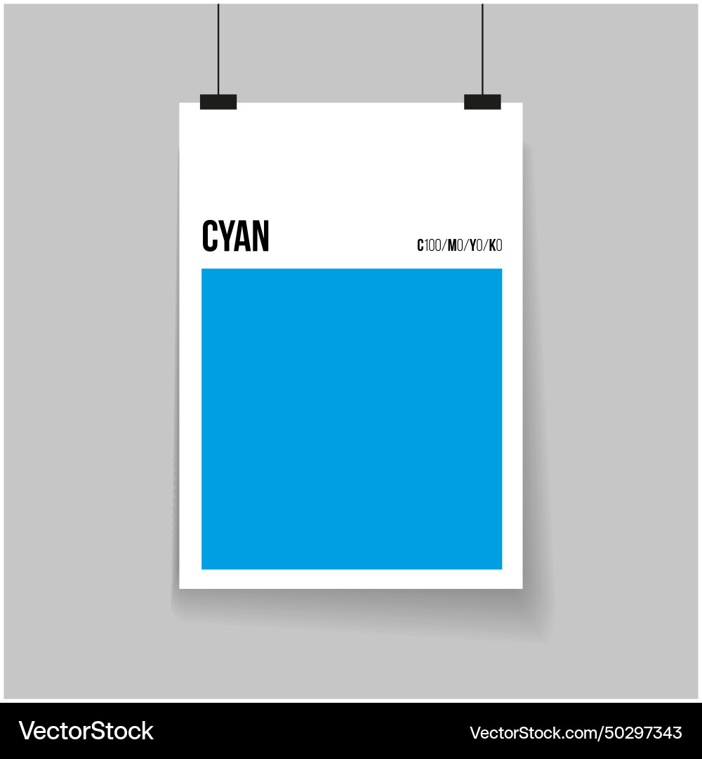 Cyan blue color template cmyk poster Royalty Free Vector