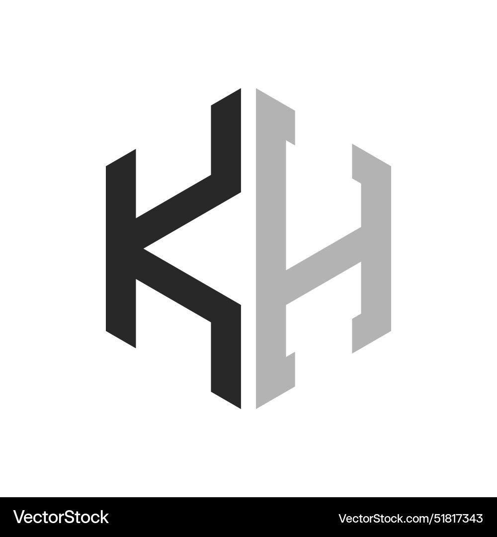 Modern unique hexagon letter kh logo design Vector Image