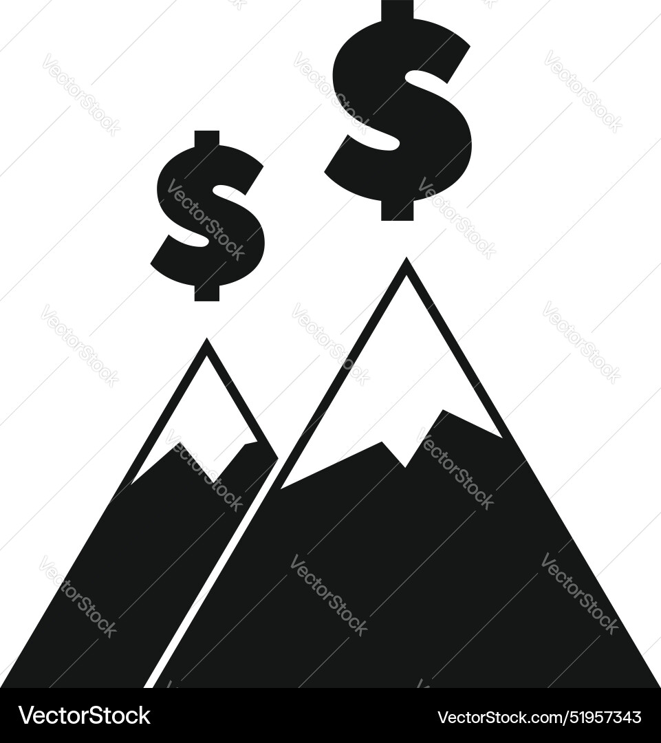 Money growth chart represented by mountains and Vector Image