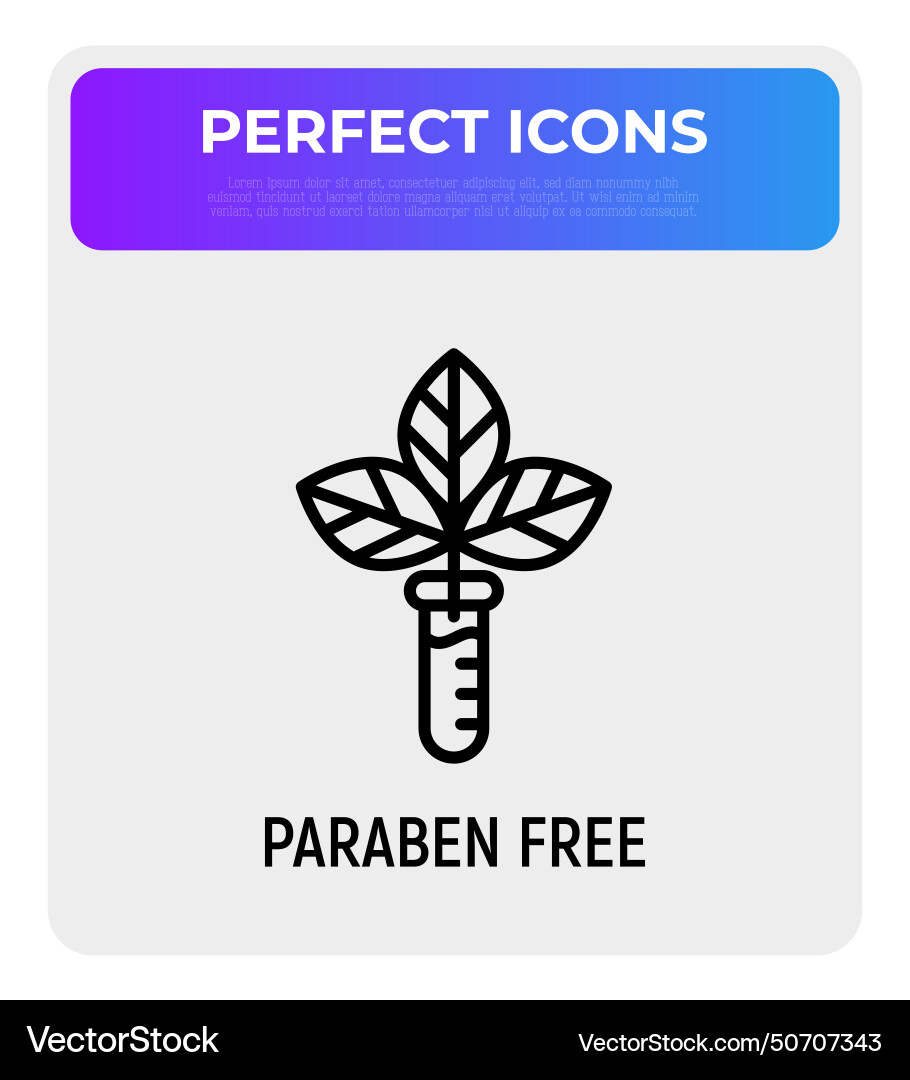 Paraben free sign thin line icon with leaf Vector Image
