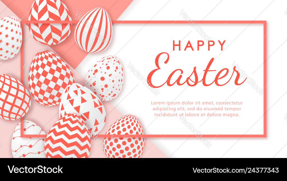 Realistic Easter Egg Banner - Celebration Vector Image