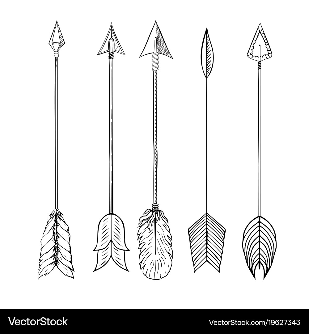 Tribal indian arrow set Royalty Free Vector Image