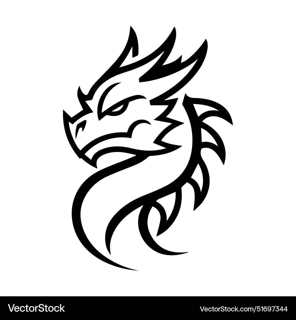 Dragon logo or modern line icon art Royalty Free Vector