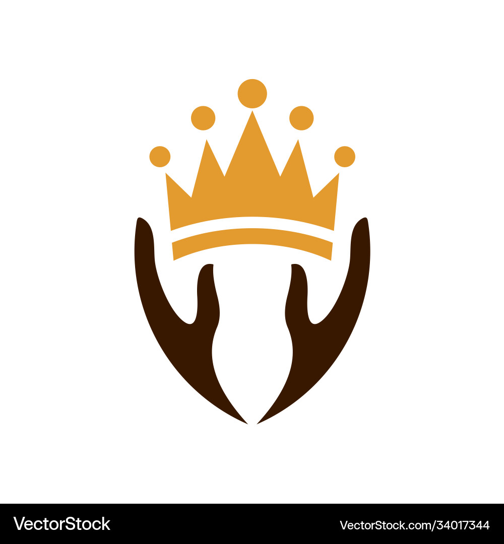 Hand and crown logo Royalty Free Vector Image - VectorStock