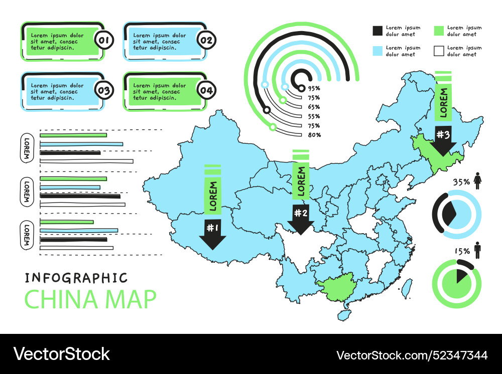 Hand drawn china map infographic Royalty Free Vector Image