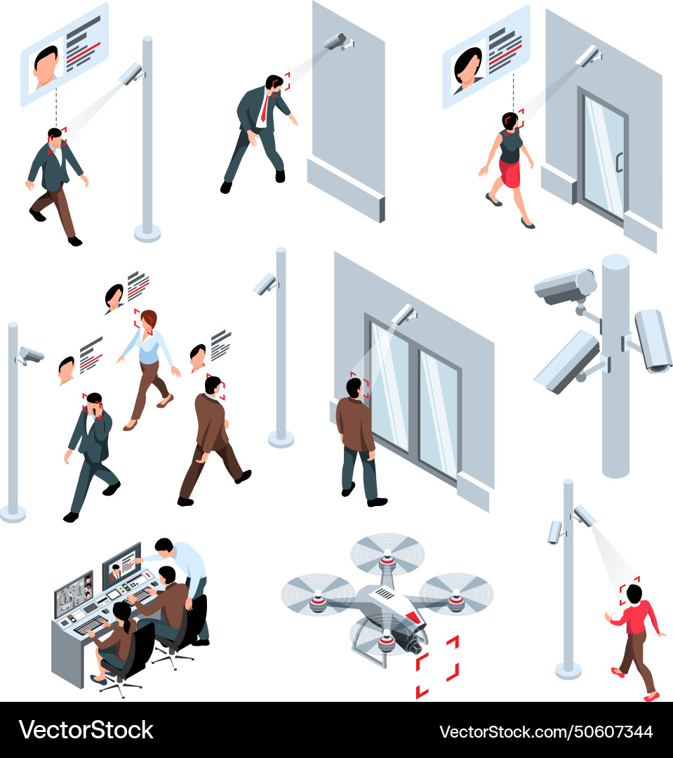 Public security icon set Royalty Free Vector Image