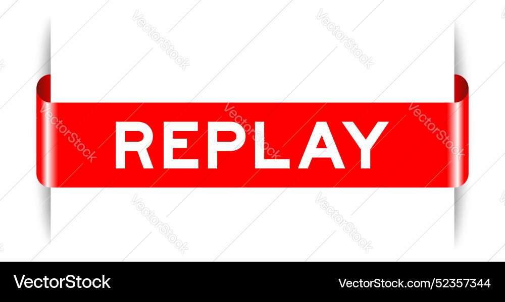 Red color inserted label banner with word replay Vector Image