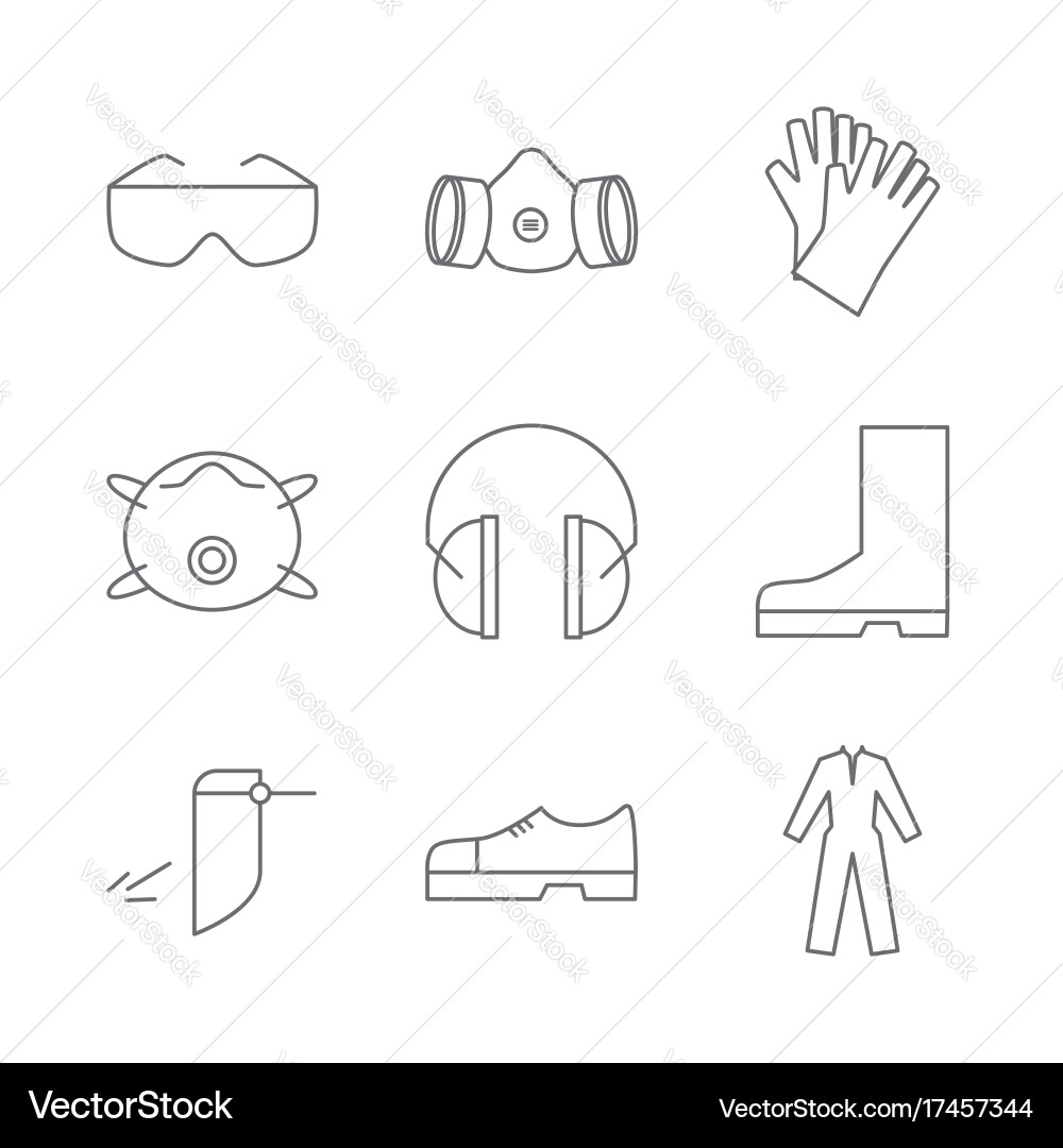 Safety Equipment Icons Set Royalty Free Vector Image