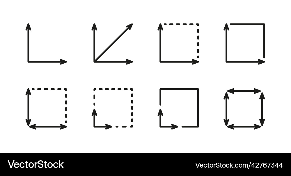 Square area icon coordinate axes sign Royalty Free Vector