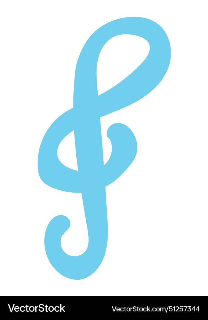 Treble clef in flat design musical note Royalty Free Vector