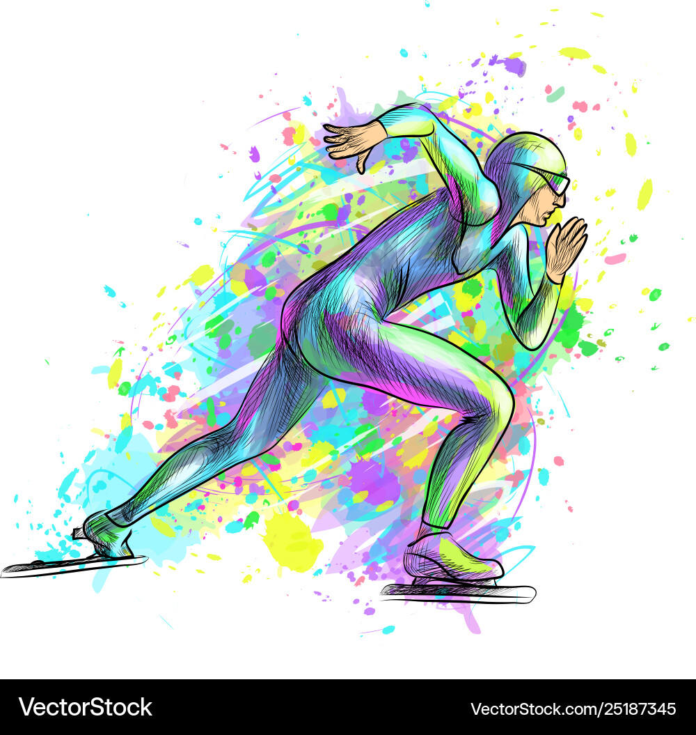 Abstract speed skaters from splash watercolors Vector Image
