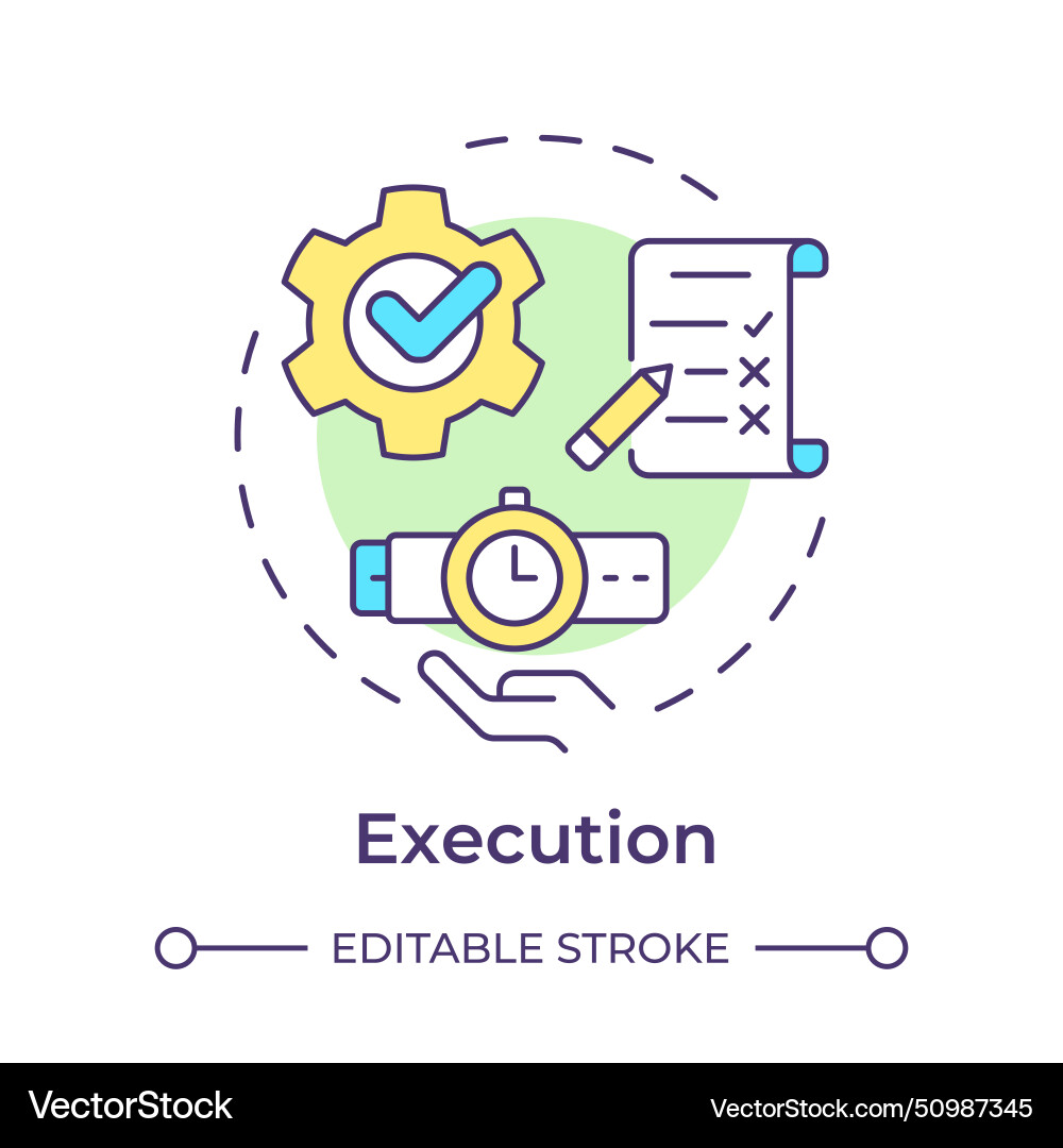 Business management execution multi color concept Vector Image