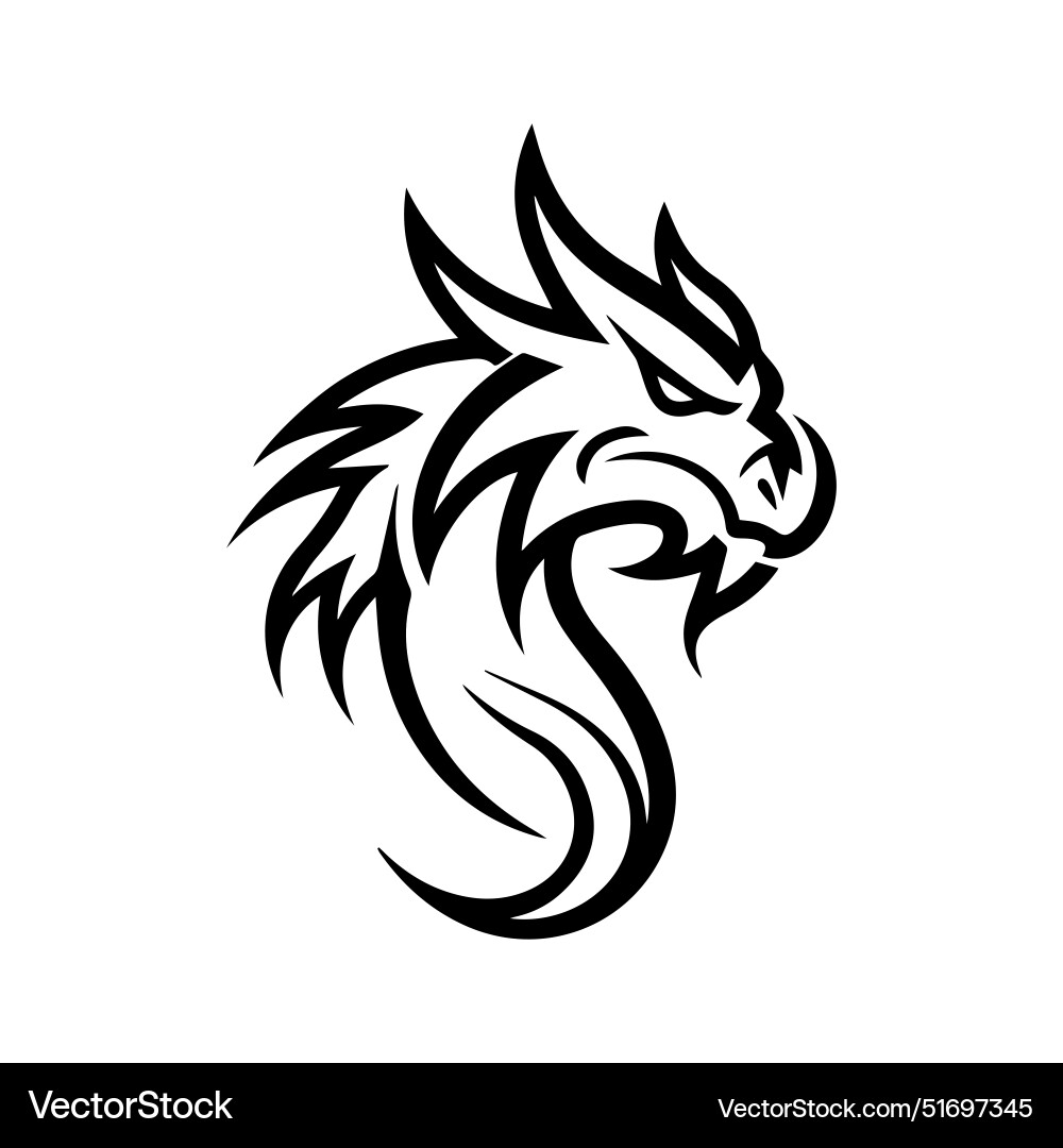 Dragon logo or modern line icon art Royalty Free Vector