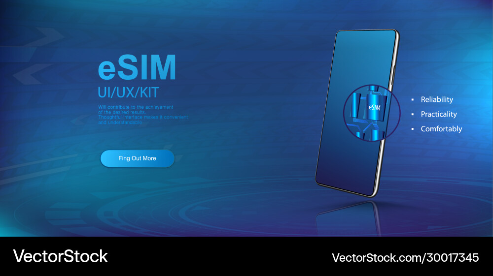 Esim chip-card embedded sim concept Royalty Free Vector