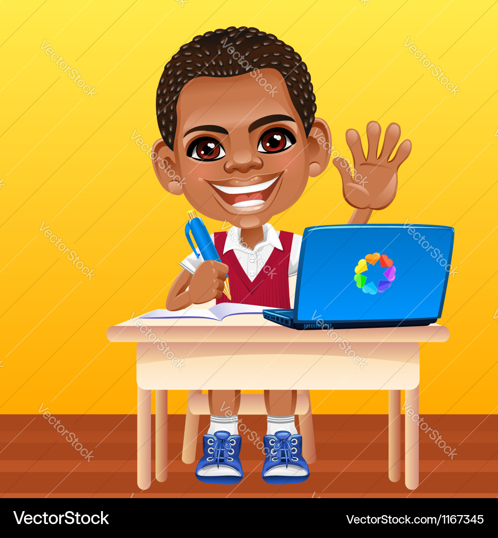 Happy smiling african schoolboy Royalty Free Vector Image