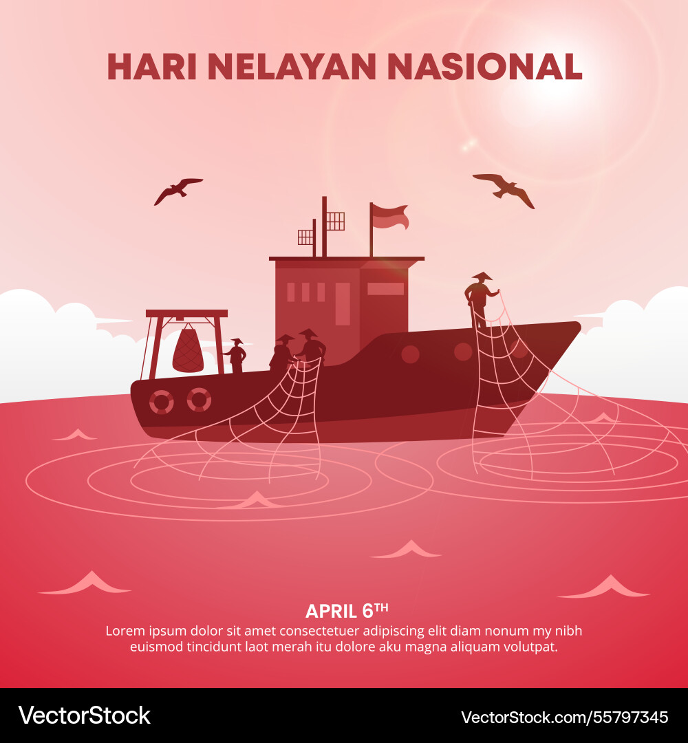 Hari nelayan nasional or indonesia national Vector Image