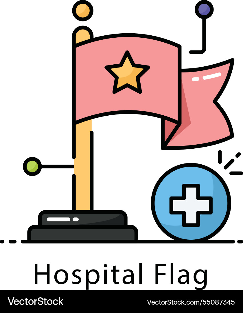 Hospital flag filled Royalty Free Vector Image