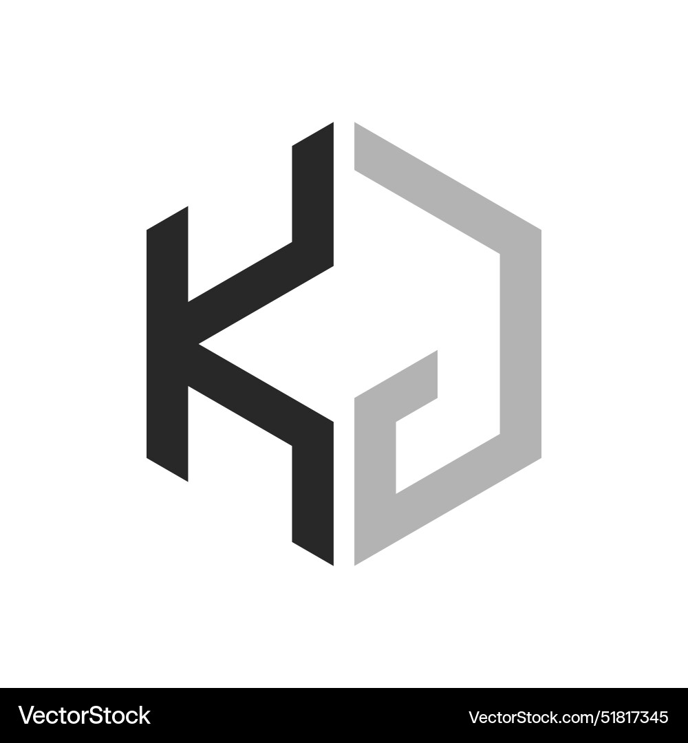 Modern unique hexagon letter kj logo design Vector Image