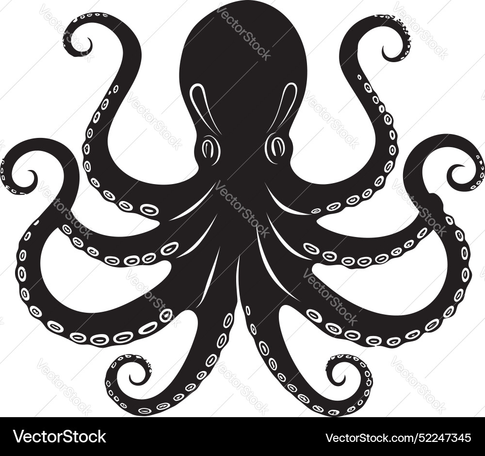 Oceanic overture black octopus logos 90 word tale Vector Image