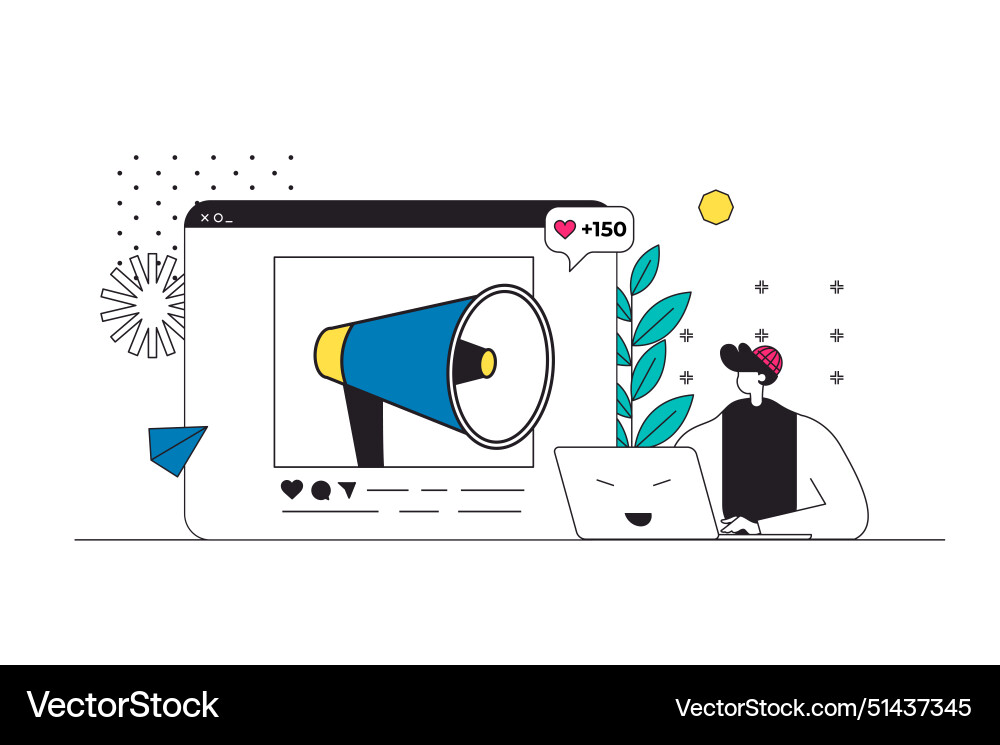 Outbound marketing outline web concept in modern Vector Image