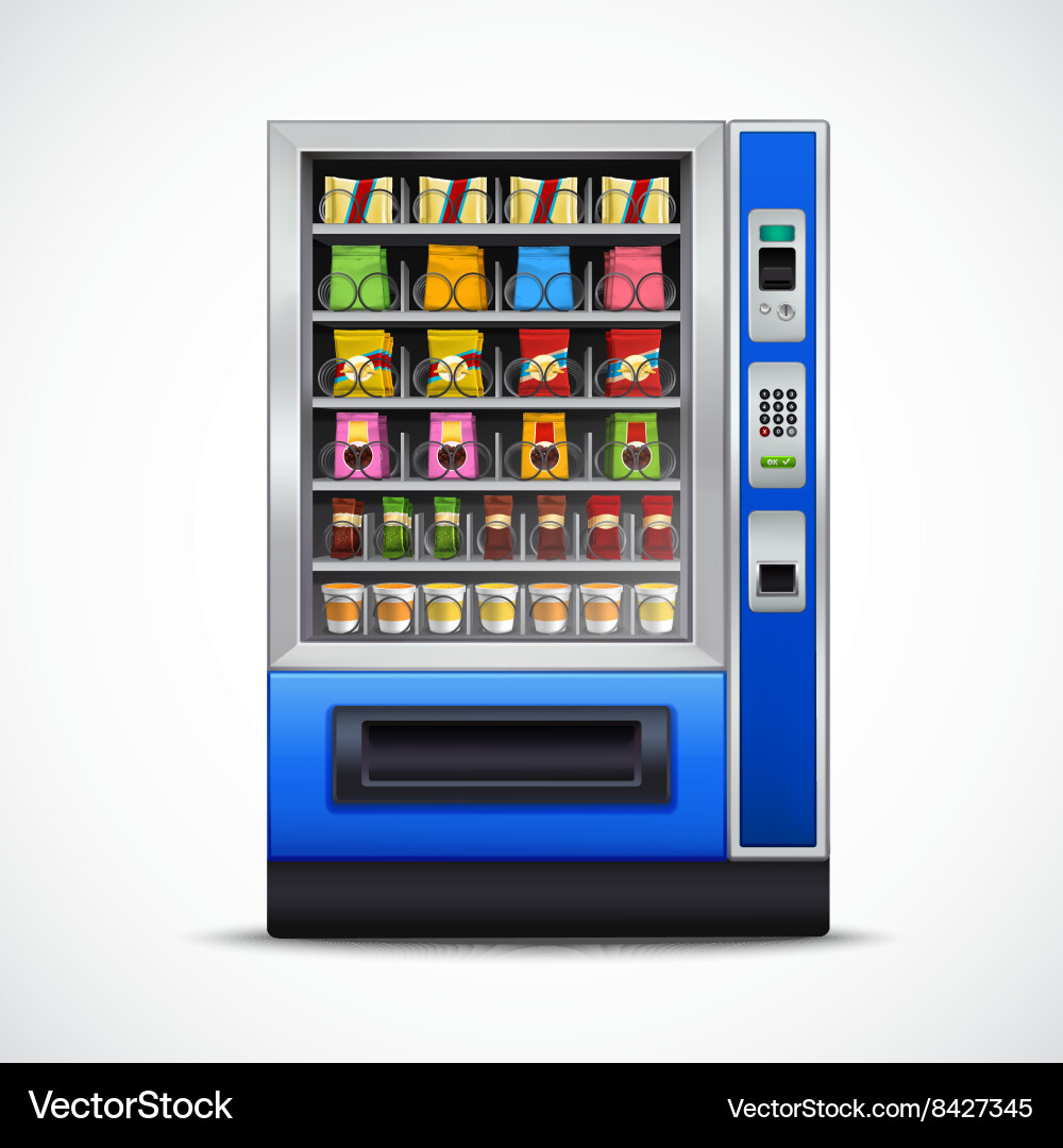 Realistic snacks vending machine Royalty Free Vector Image