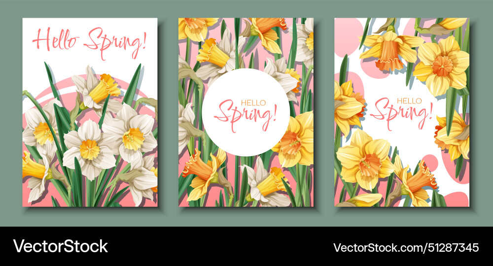 Set of greeting card templates with spring Vector Image