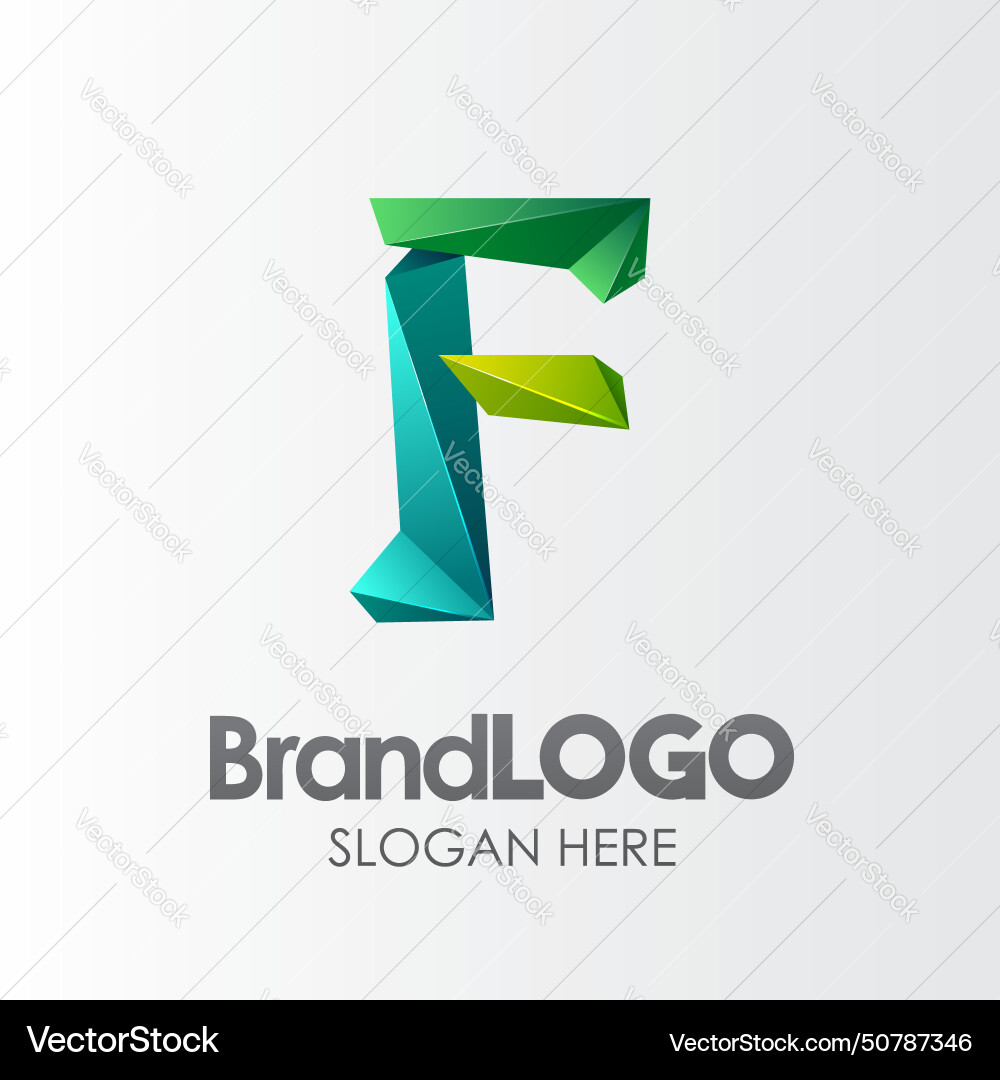 Brand logo letter f template 3d shape low poly Vector Image