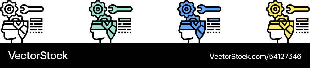 Configuration icon outline green blue and yellow Vector Image