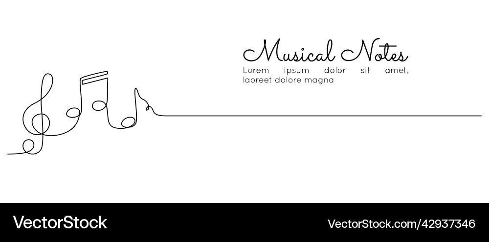 Continuous Line Musical Notes Royalty Free Vector Image