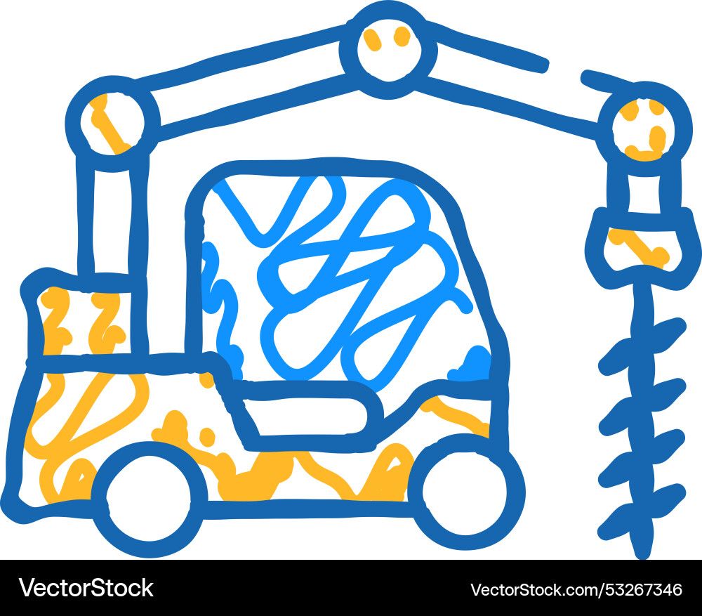 Crane-boring machine icon doodle Royalty Free Vector Image