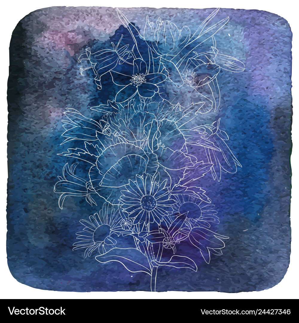 Drawing background with flowers Royalty Free Vector Image