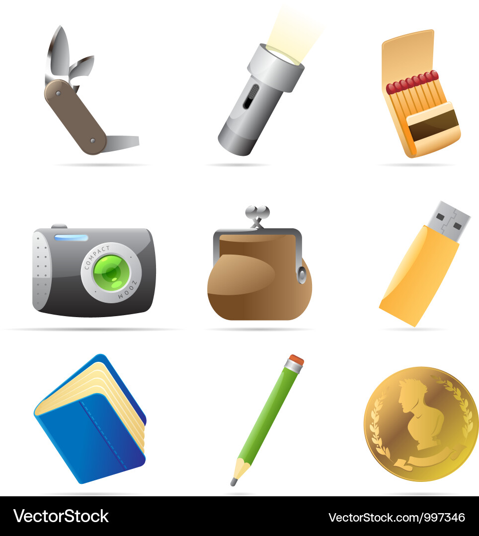 Icons for personal belongings – Royalty-Free Vector | VectorStock